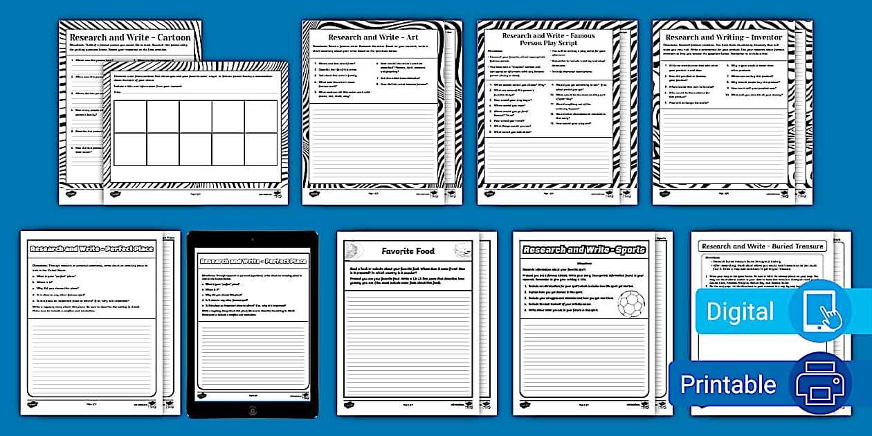 Research and Write Different Genres Activity Pack 6th-8th Grade