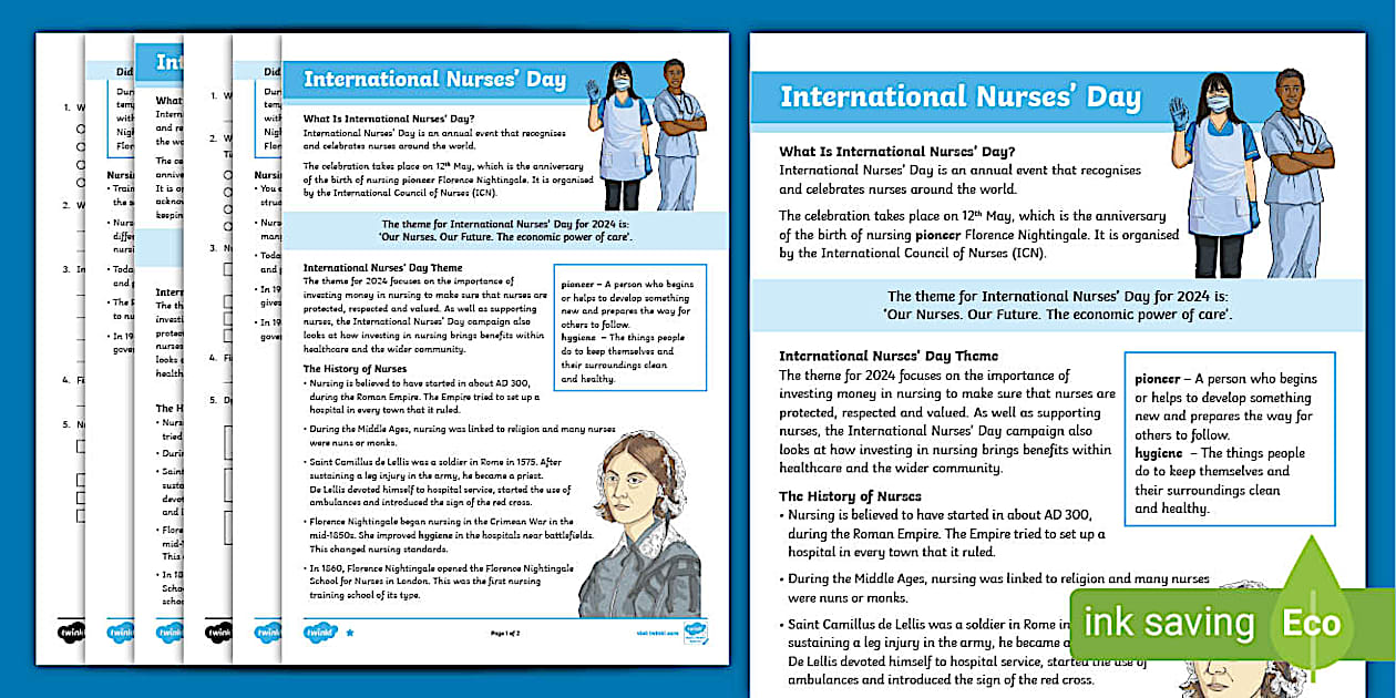 LKS2 International Nurses' Day Differentiated Reading Comprehension ...