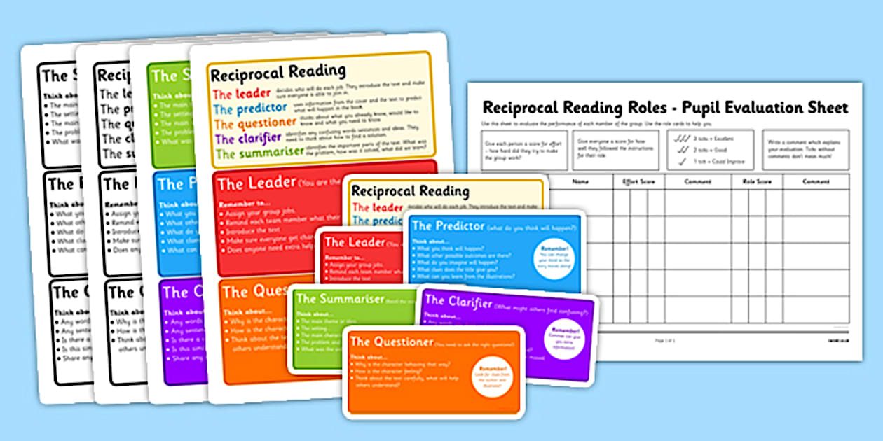 Black and White Guided Reading Role Cards - Twinkl