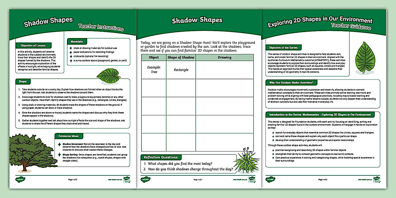 Outdoor Maths: Shadow Shapes (Teacher-Made) - Twinkl