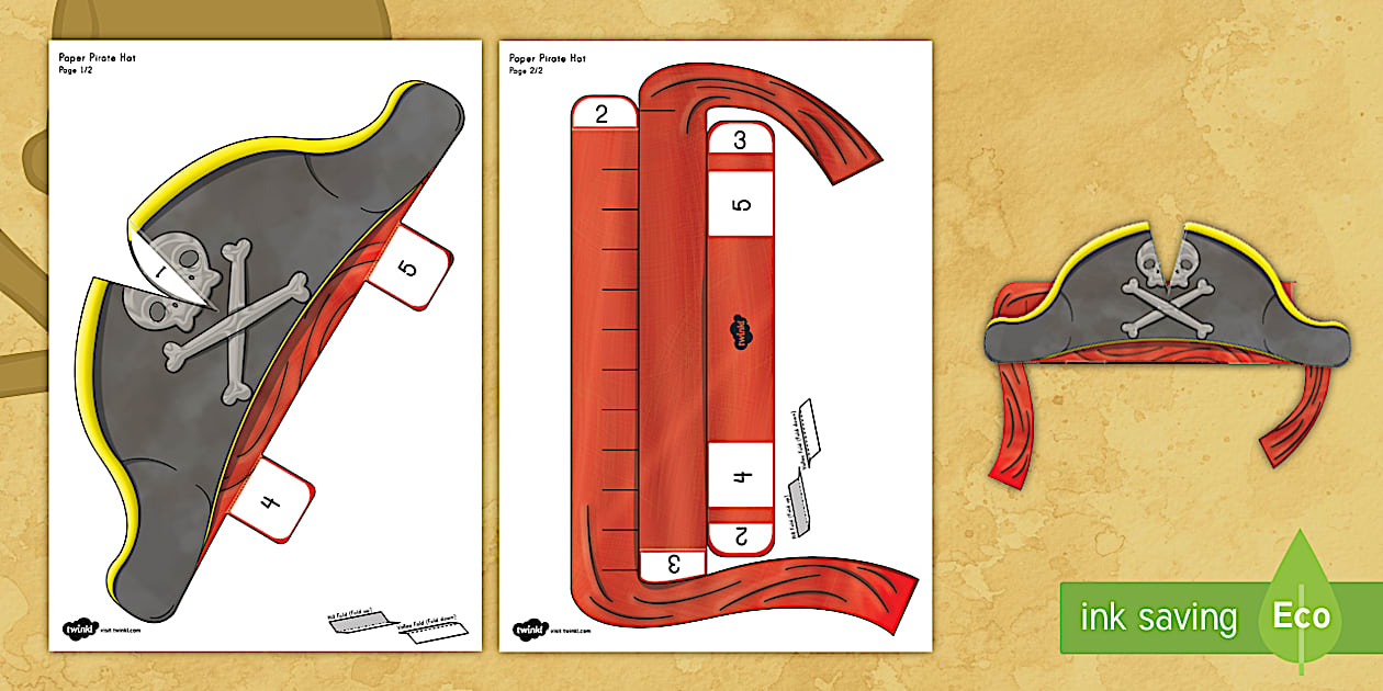 Paper Pirate Hat Worksheet - Twinkl