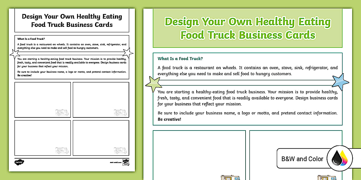 Design Your Own Healthy Eating Food Truck Business Cards