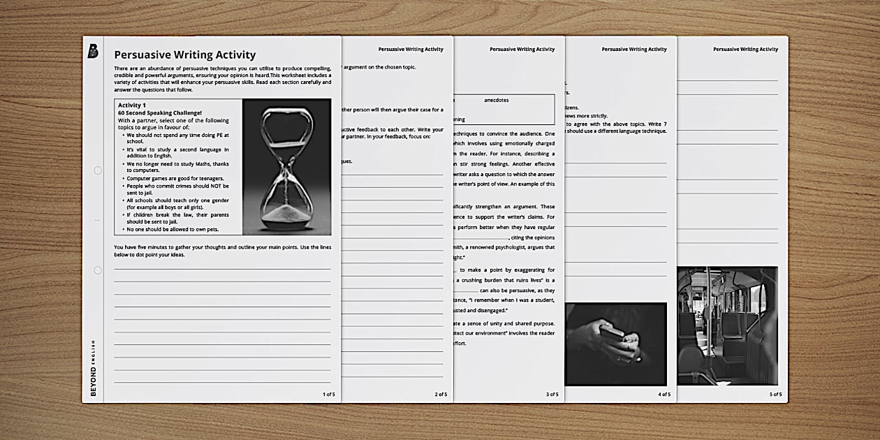 Persuasive Writing and Speaking Activity (teacher made)