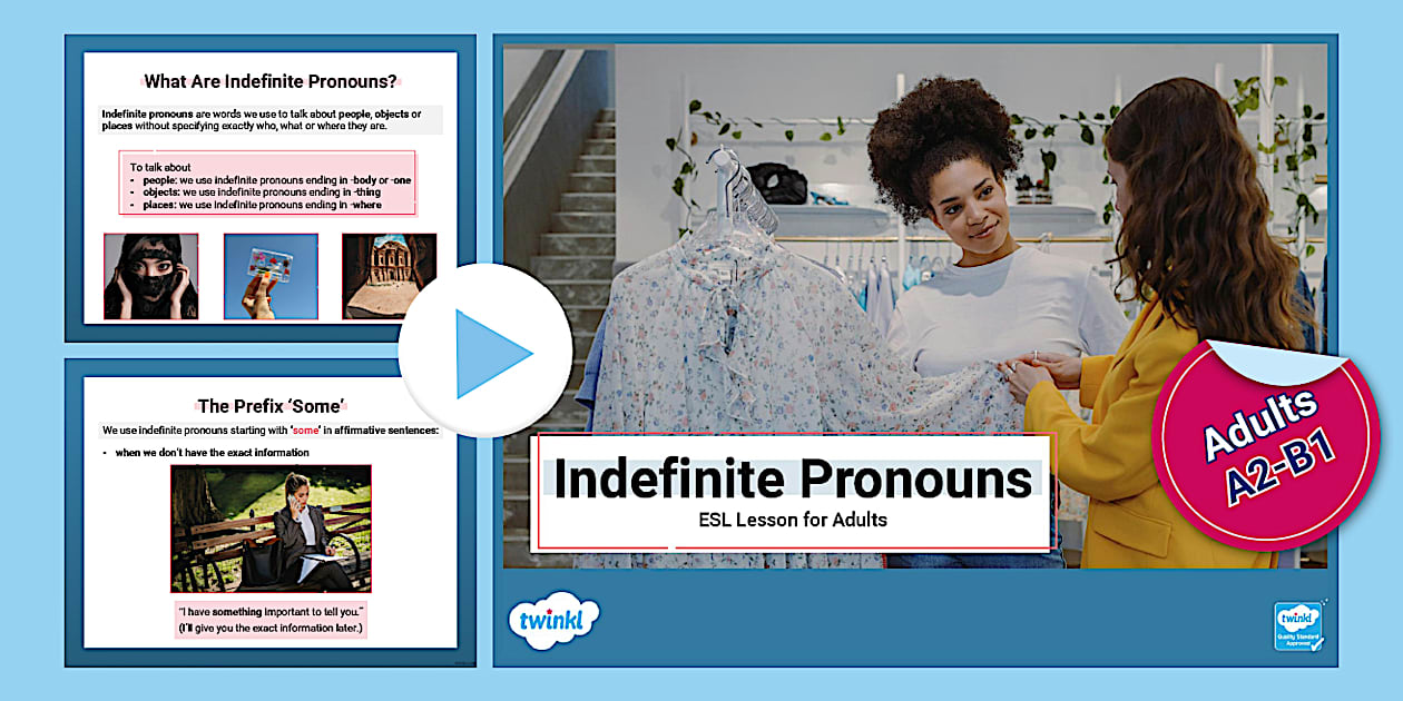 ESL Indefinite Pronouns PowerPoint Lesson [Adults, A2-B1]