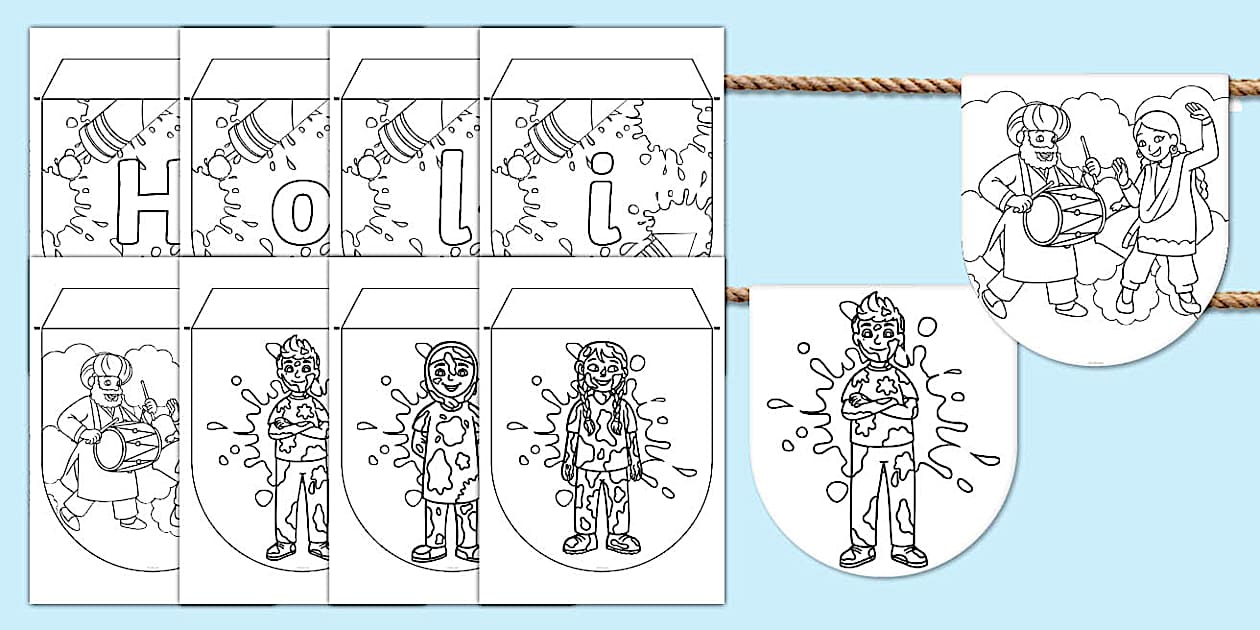Holi Colouring Display Bunting - Twinkl RE (teacher made)