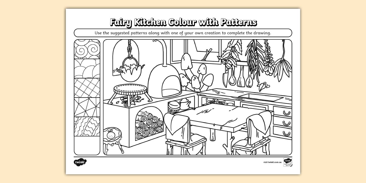 Fairy Kitchen Colour with Patterns Activity (teacher made)
