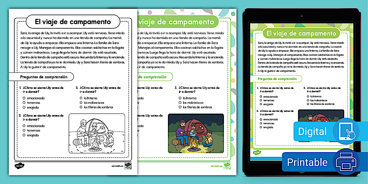 Actividad de comprensión de lectura para kindergarten: El viaje de ...