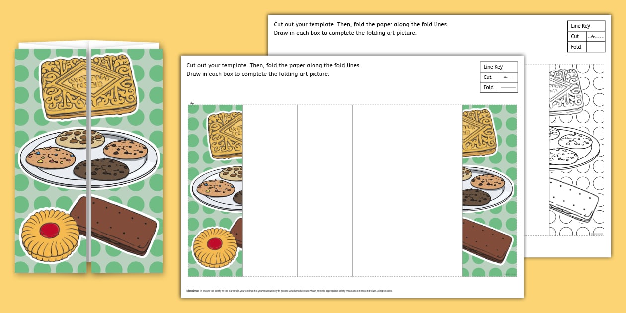 Biscuits Folding Art Template - Twinkl Arts and Crafts