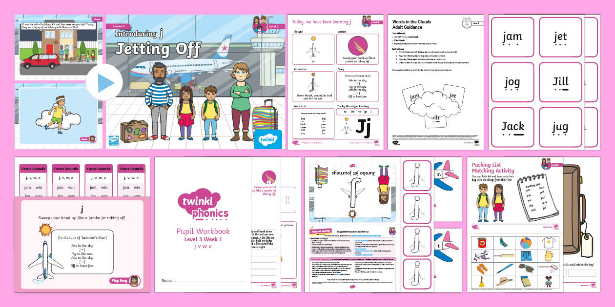 'j' Phonics Lesson Pack - Level 3 Week 1 Lesson 1 - Twinkl