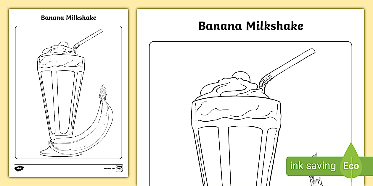 Banana Milkshake Colouring Page (teacher made) - Twinkl