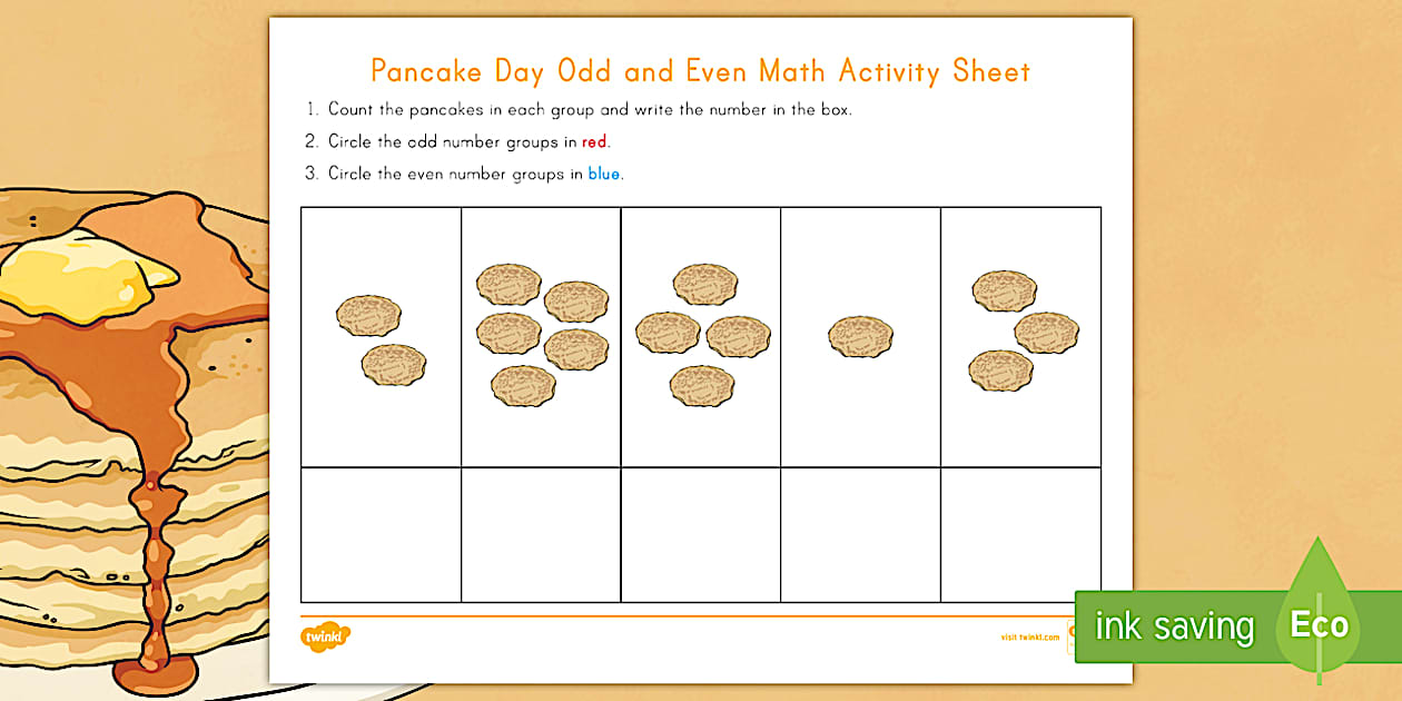 Pancake Day Odd and Even Activity Worksheet (Teacher-Made)