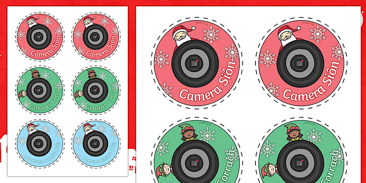 Santa Camera Role Play Badges Welsh