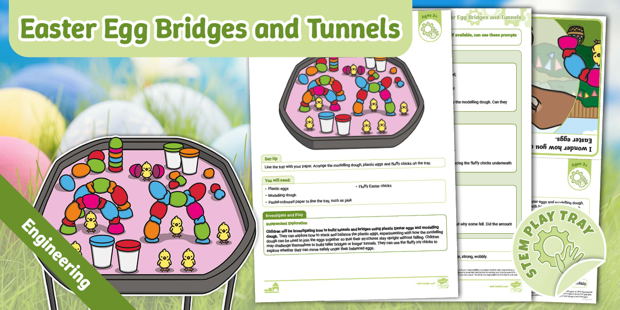Easter STEM Play Tray: Easter Egg Bridges and Tunnels