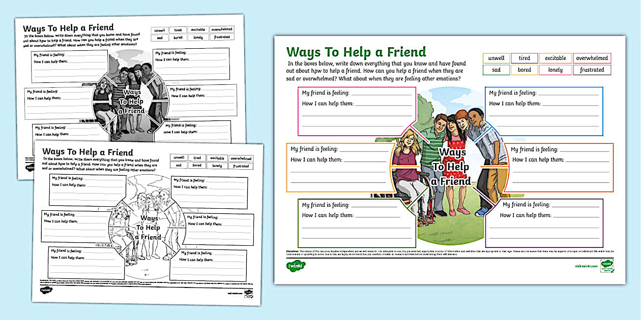 * NEW * Ways To Help a Friend Mind Map - Twinkl