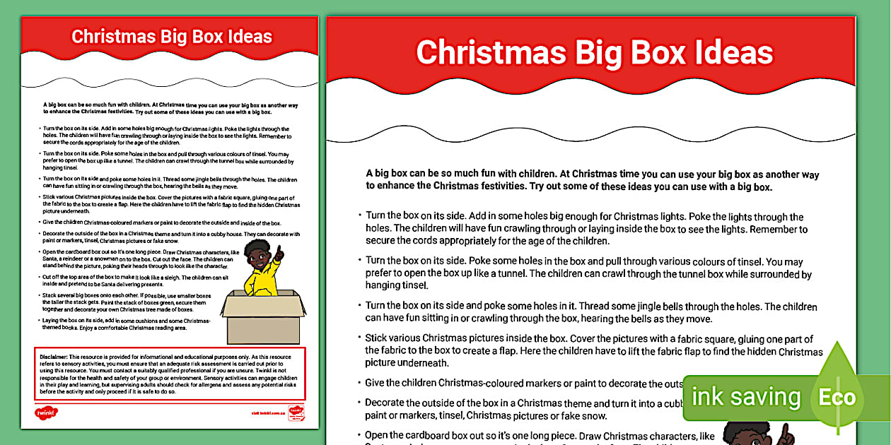 Christmas Big Box Ideas for Kindergarten | Twinkl