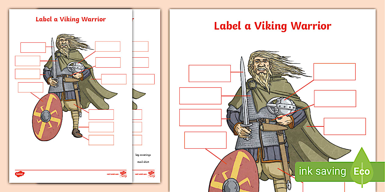Label a Viking Activity Sheet (teacher made) - Twinkl