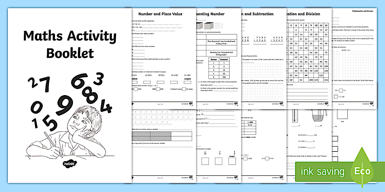 Editable Year 4 Maths Activity Revision Booklet - Twinkl