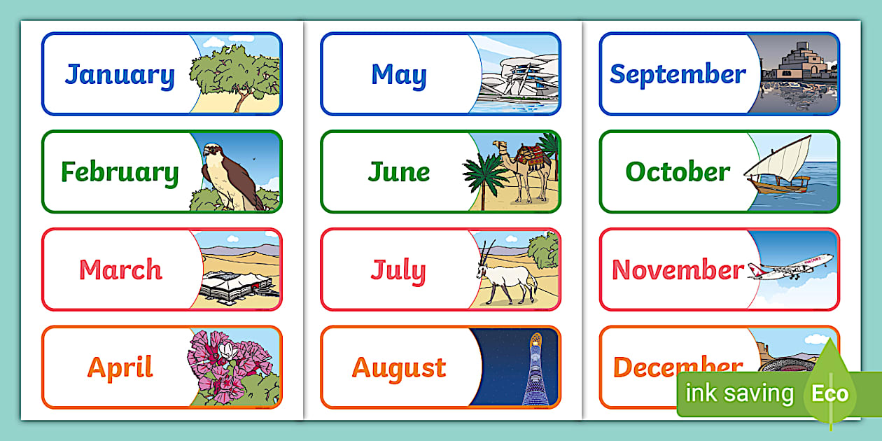 Qatar Themed Months of the Year Word Cards (Teacher-Made)