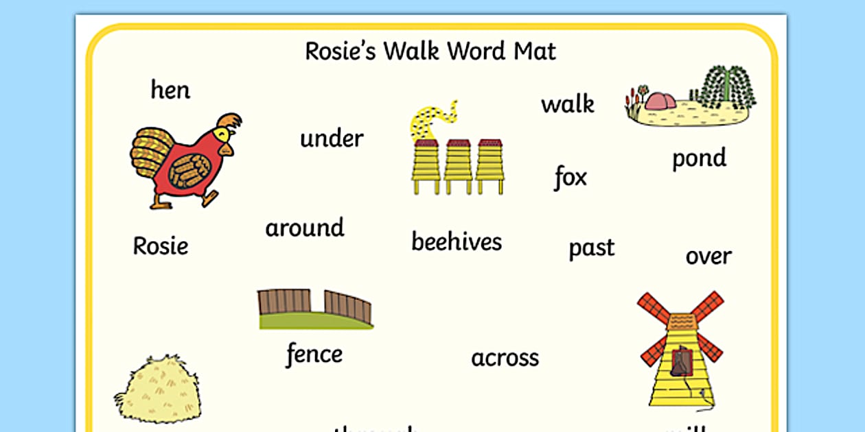 Cursive Word Mat to Support Teaching on Rosie's Walk