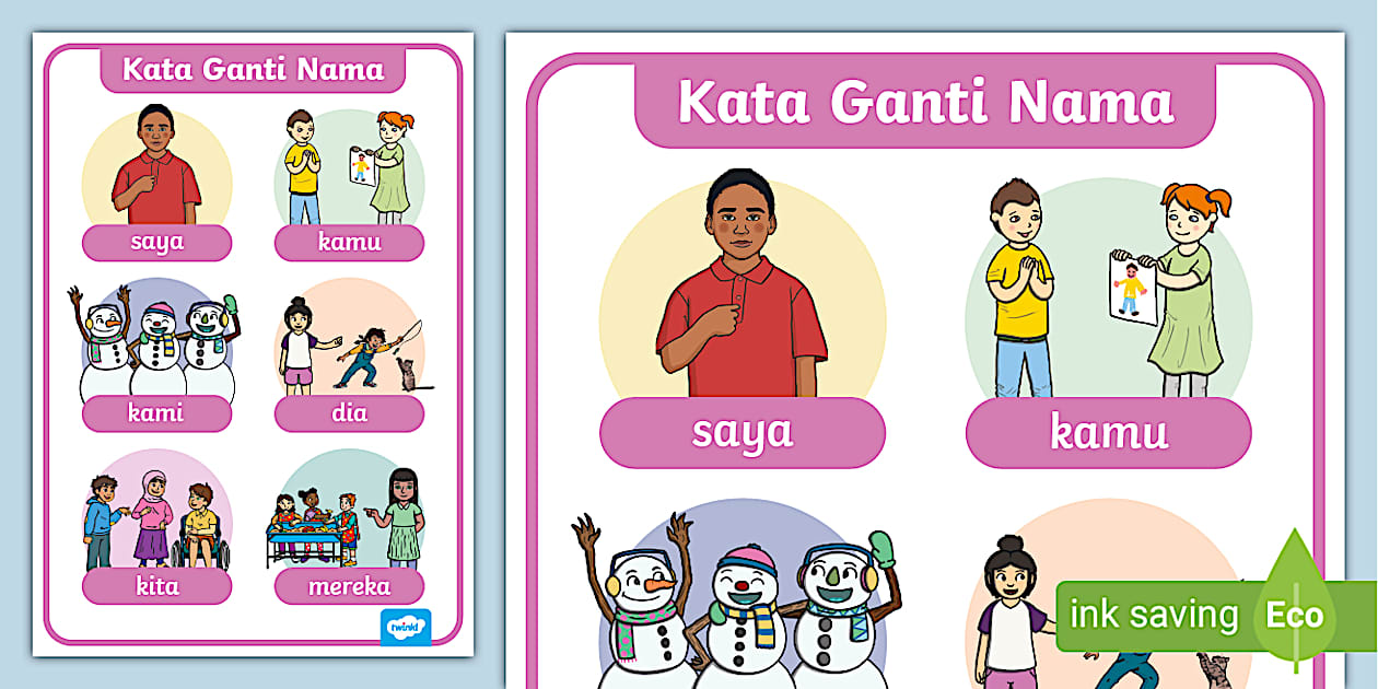 Poster Kata Ganti Nama KSSR Tahun 1 dan 2 (Lehrer gemacht)