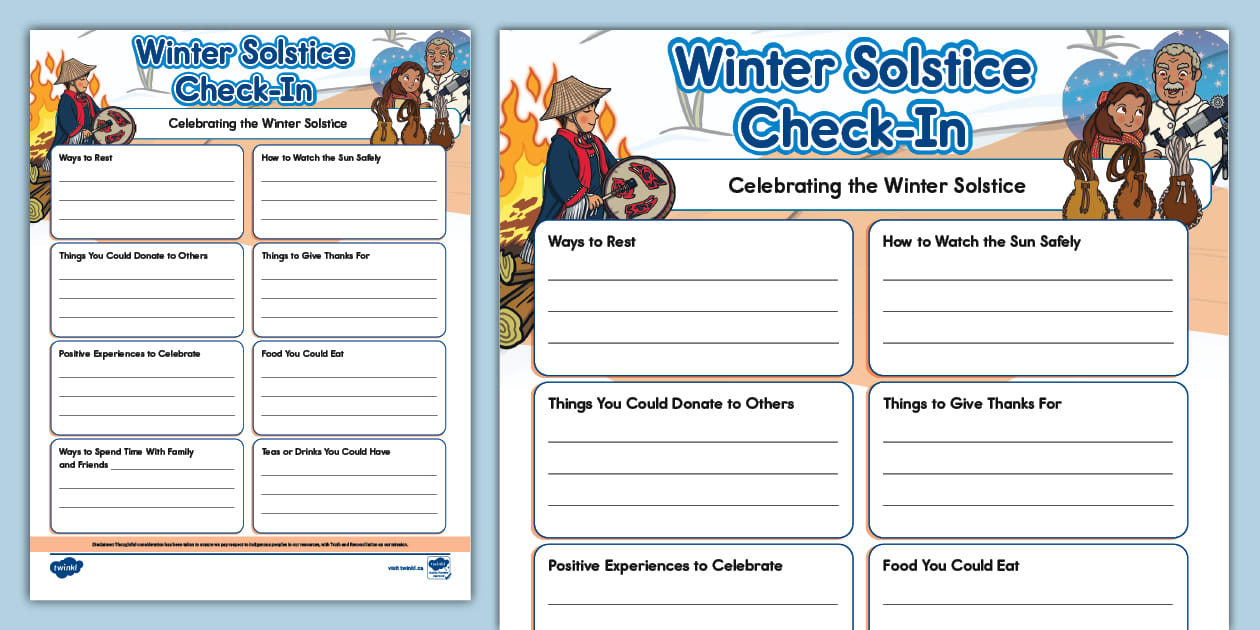 Winter Solstice Check-In Worksheet - Twinkl