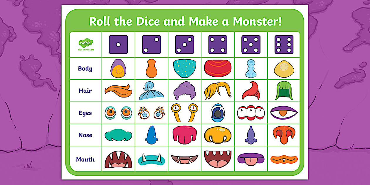 Editable A Monster Surprise: Roll and Draw a Monster Activity