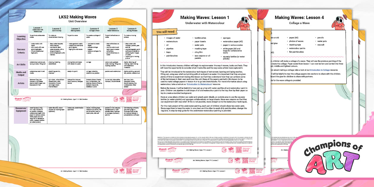 Champions of Art: LKS2 Making Waves - Unit Overview and Teacher Notes