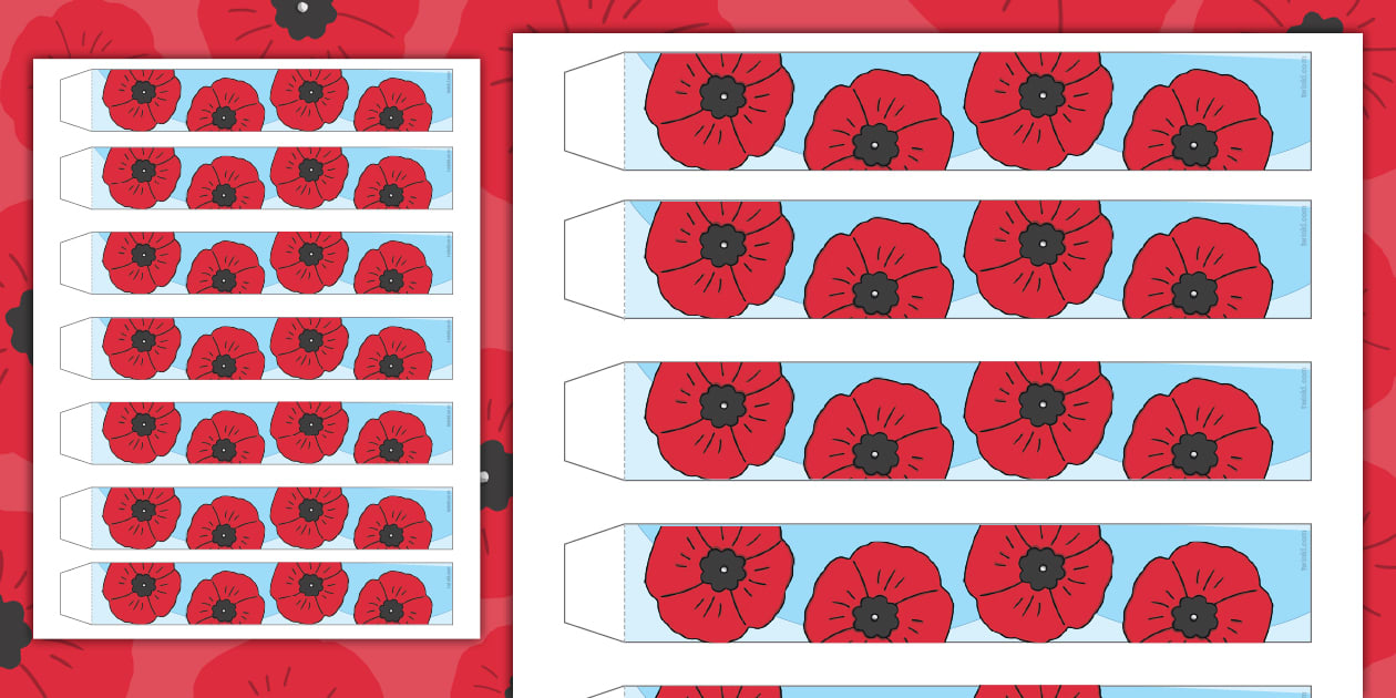 Remembrance Day Poppies Paper Chain - Twinkl