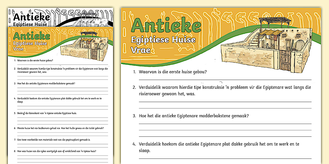 Antieke Egiptiese-Huise Vrae (teacher made) - Twinkl