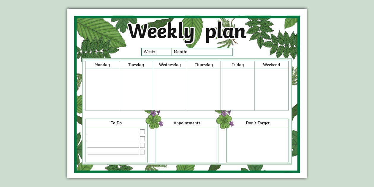 Botanical Weekly Educator Planner (teacher made) - Twinkl