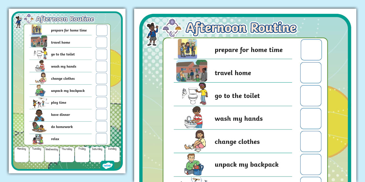 Afternoon Routine Checklist Display Poster - Twinkl