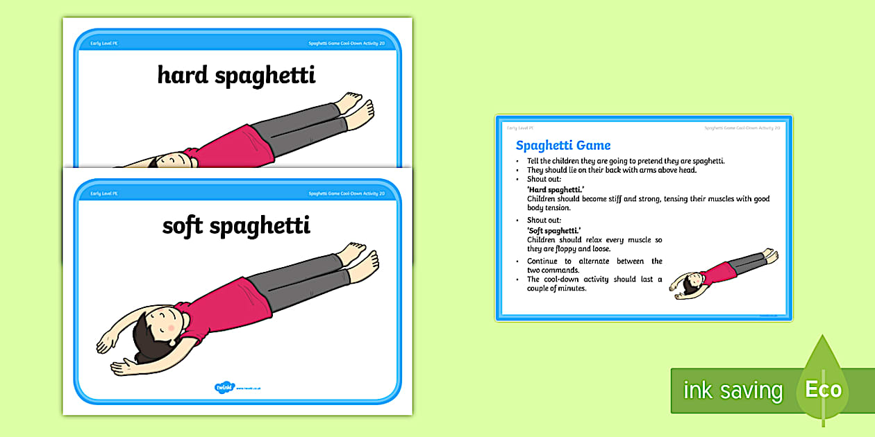 CfE Early Level Spaghetti Game Cool-Down Activity - Twinkl