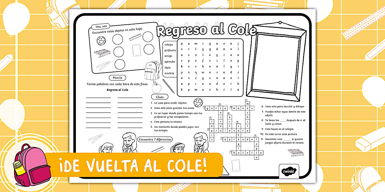 Actividad: Primer día de clase para primer y segundo grado