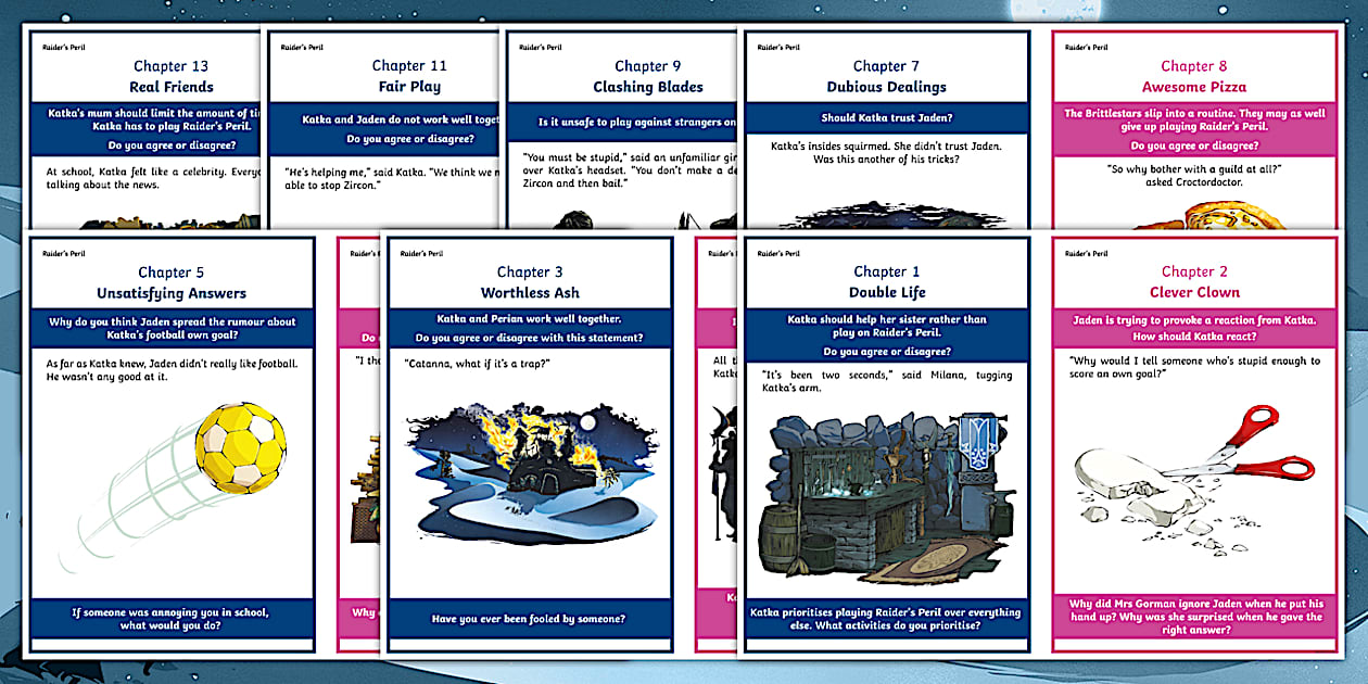 KS2 Fantasy Gaming Adventure Story 'Raider's Peril' Discussion Cards