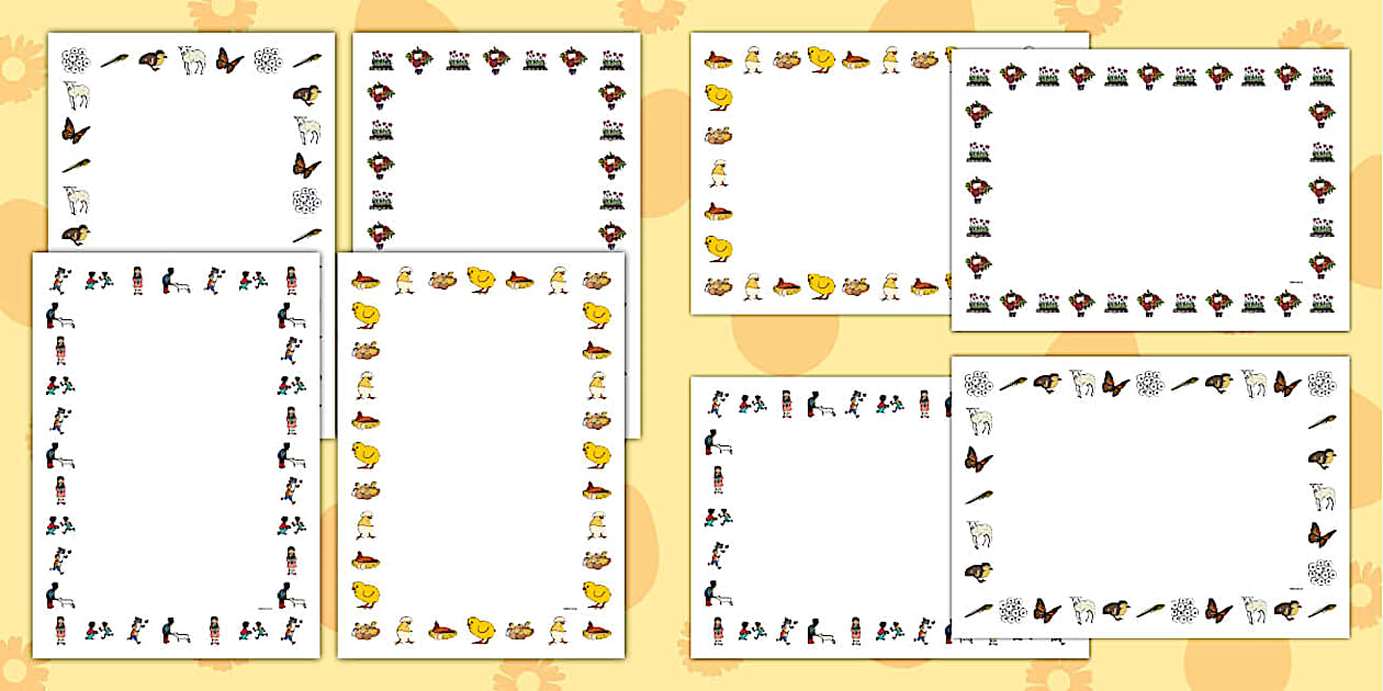 Editable Easter Page Borders (teacher made) - Twinkl