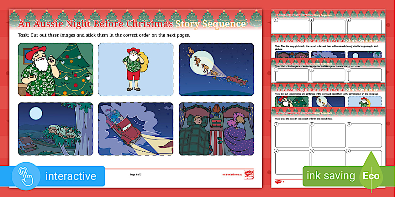Story Sequence to support the teaching of An Aussie Night Before Christmas