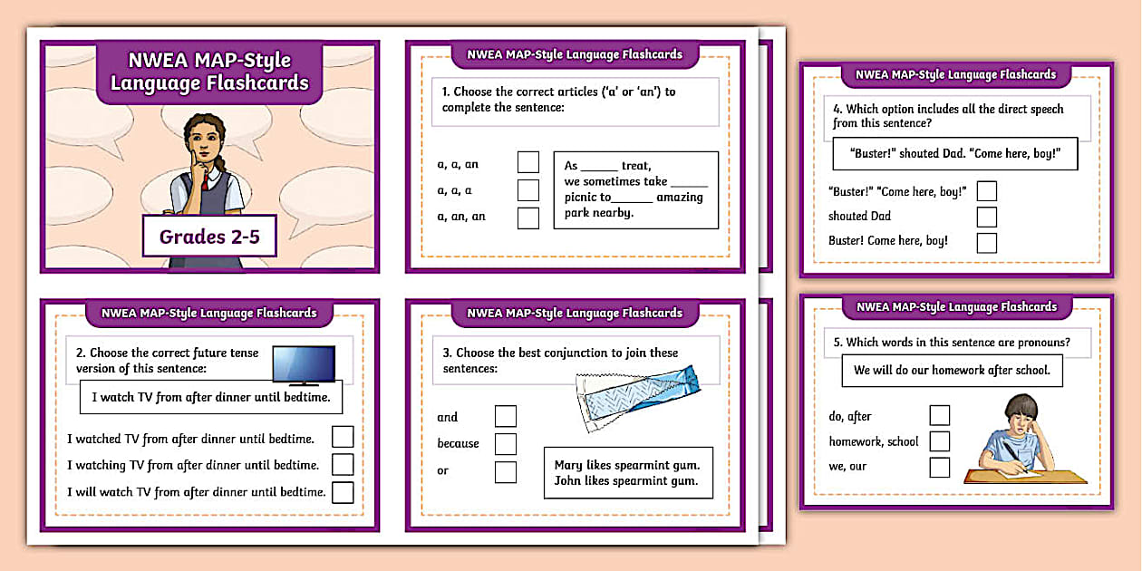NWEA MAP-Style Language Flashcards Grades 2 - 5 - Twinkl