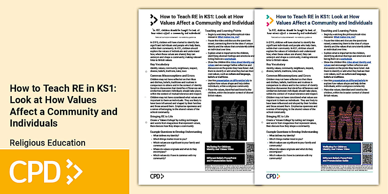 How to Teach RE in KS1: Look At How Values Affect a Community and ...