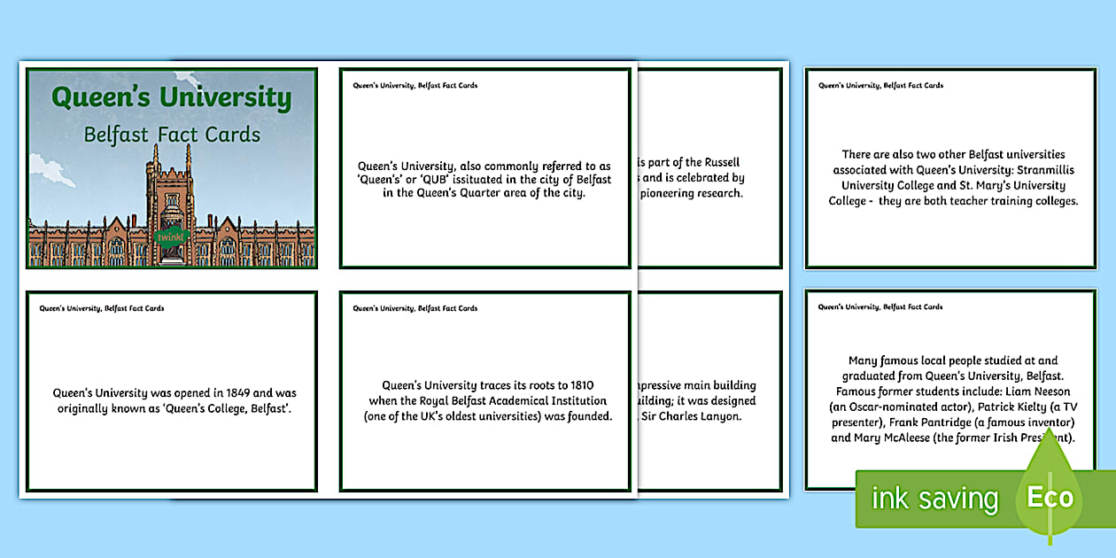 Queen's University, Belfast Fact Cards - NI (teacher made)