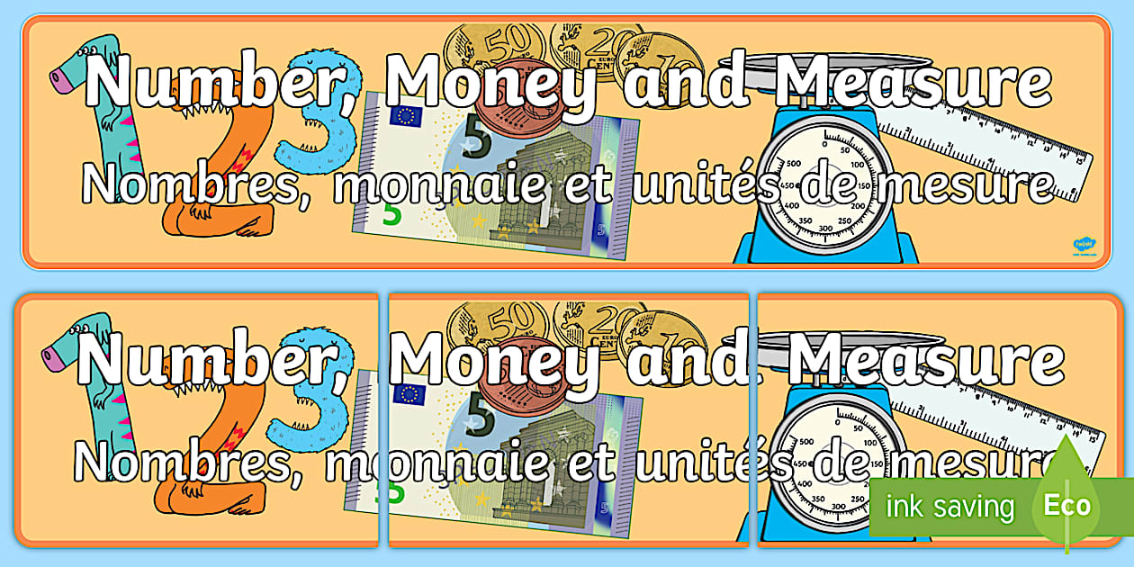 Number, money and measure Display Banner English/French - Number Money and