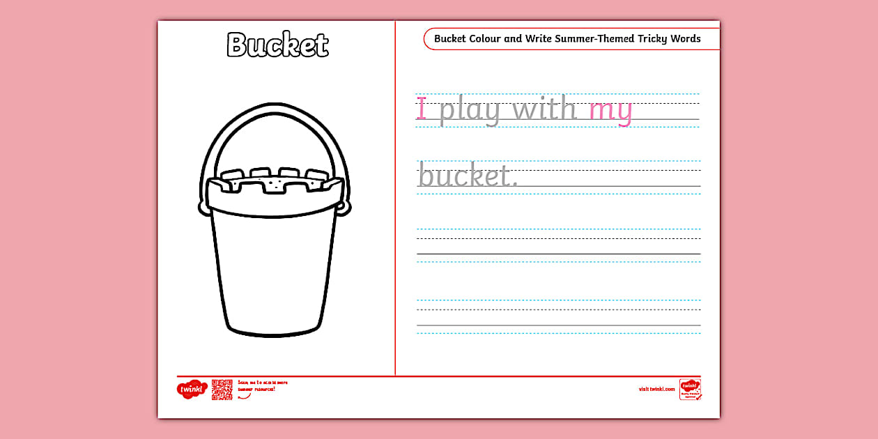 Bucket Colour and Write Summer-Themed Tricky Words - Twinkl