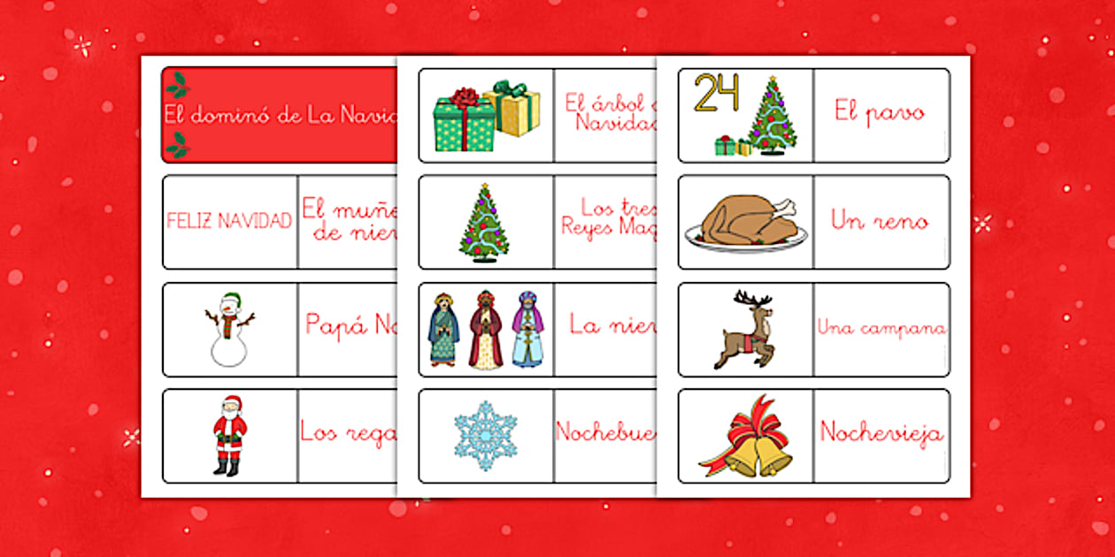 Domino de vocabulario de Navidad - Twinkl