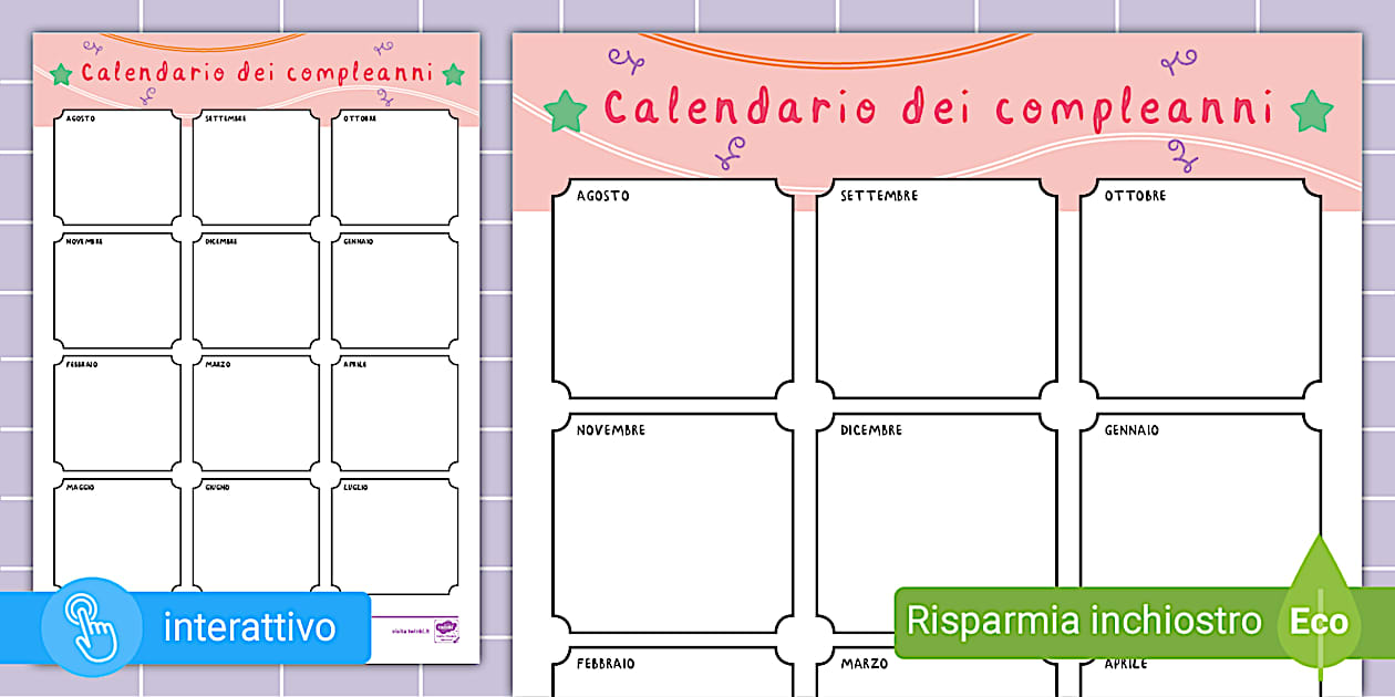 Calendario Compleanni da Stampare | Twinkl (teacher made)