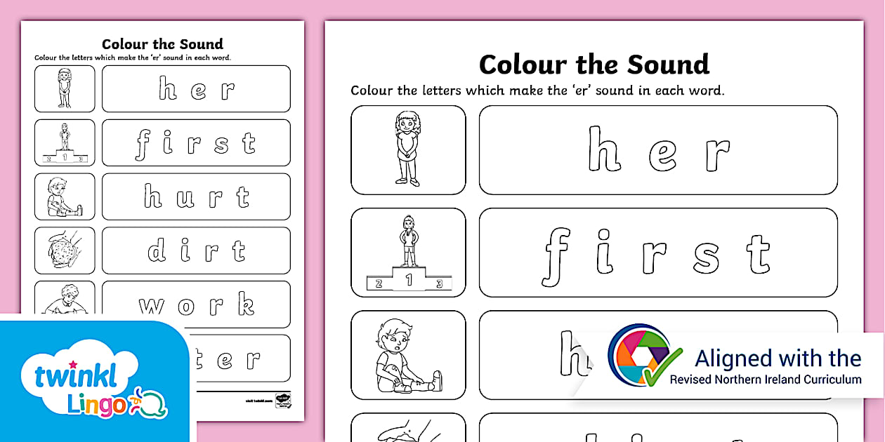 Linguistic Phonics Phase 2 'er' - Colour the Sound - Twinkl