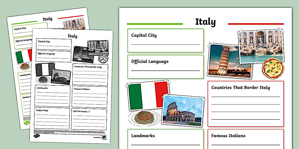 Italy Fact File Template (teacher made) - Twinkl