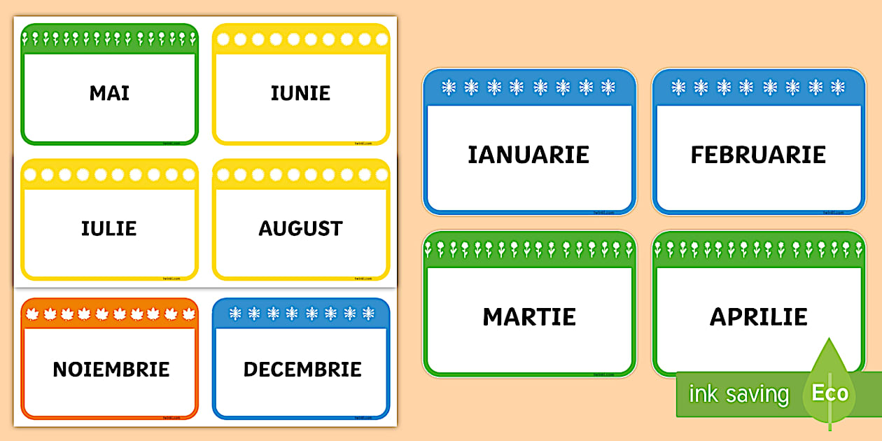 Lunile anului Flashcards (teacher made) - Twinkl