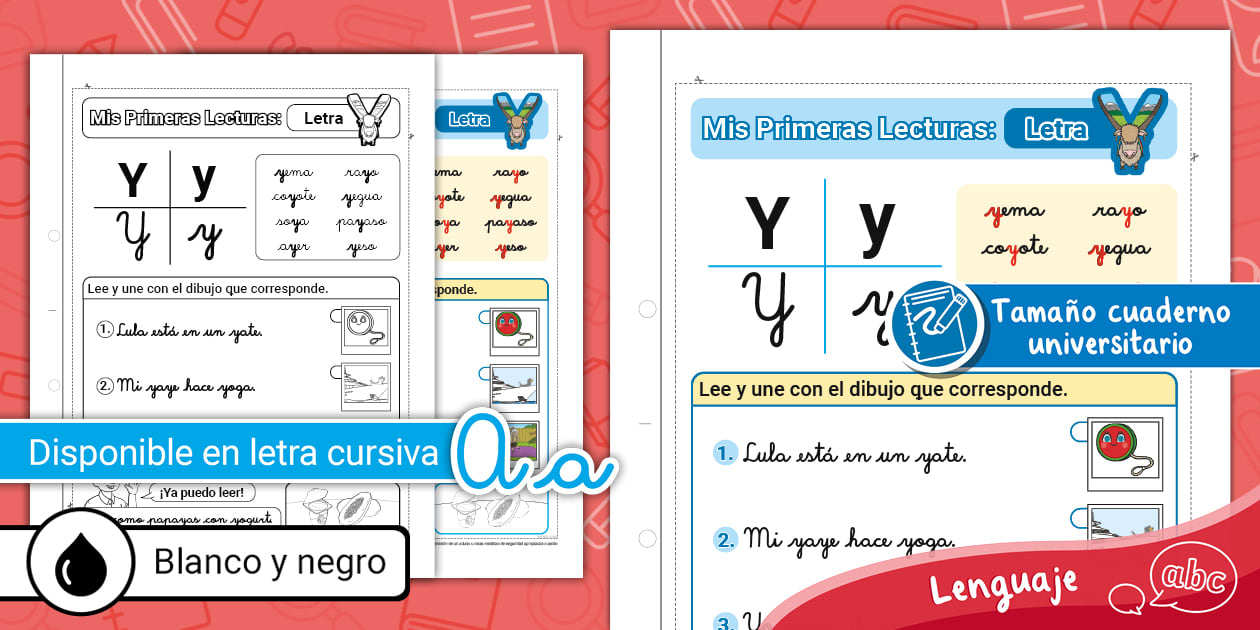 Letra Y | Primeras Lecturas | Cursiva | Guía | Y | Actividad