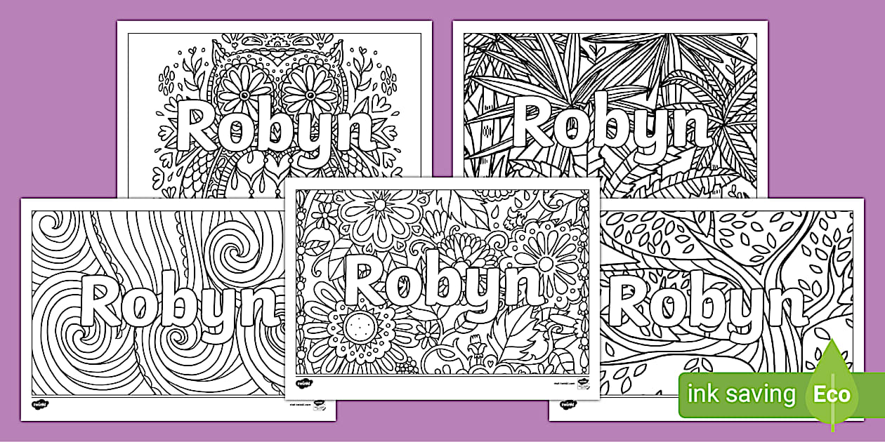 Robyn Mindfulness Name Colouring Activity (teacher made)