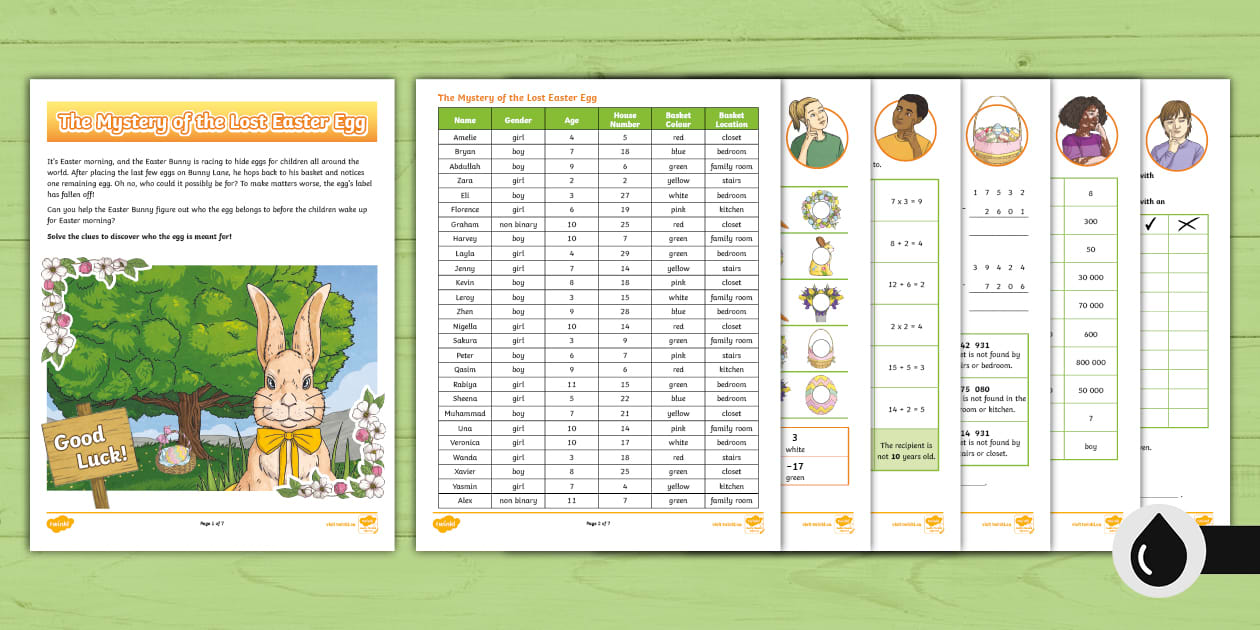 The Mystery of the Lost Easter Egg Math Mystery Game