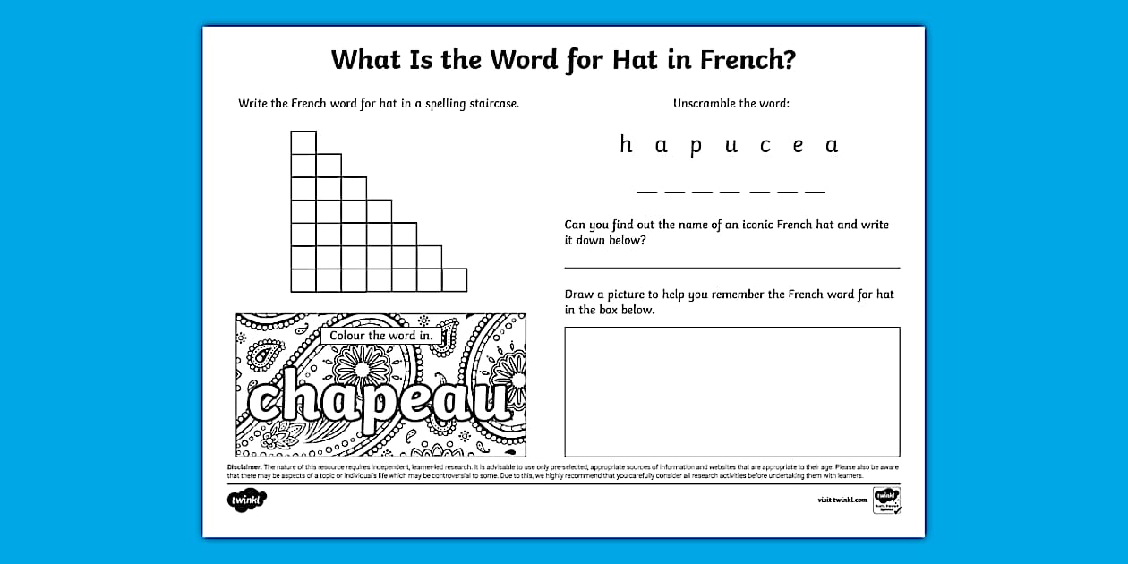 👉 Hat in French: Language Activity (l'enseignant a fait)